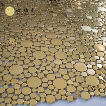 Round Shape Luxury Meta Mosaic Tile For Hotel Restaurant Wall Decor ...