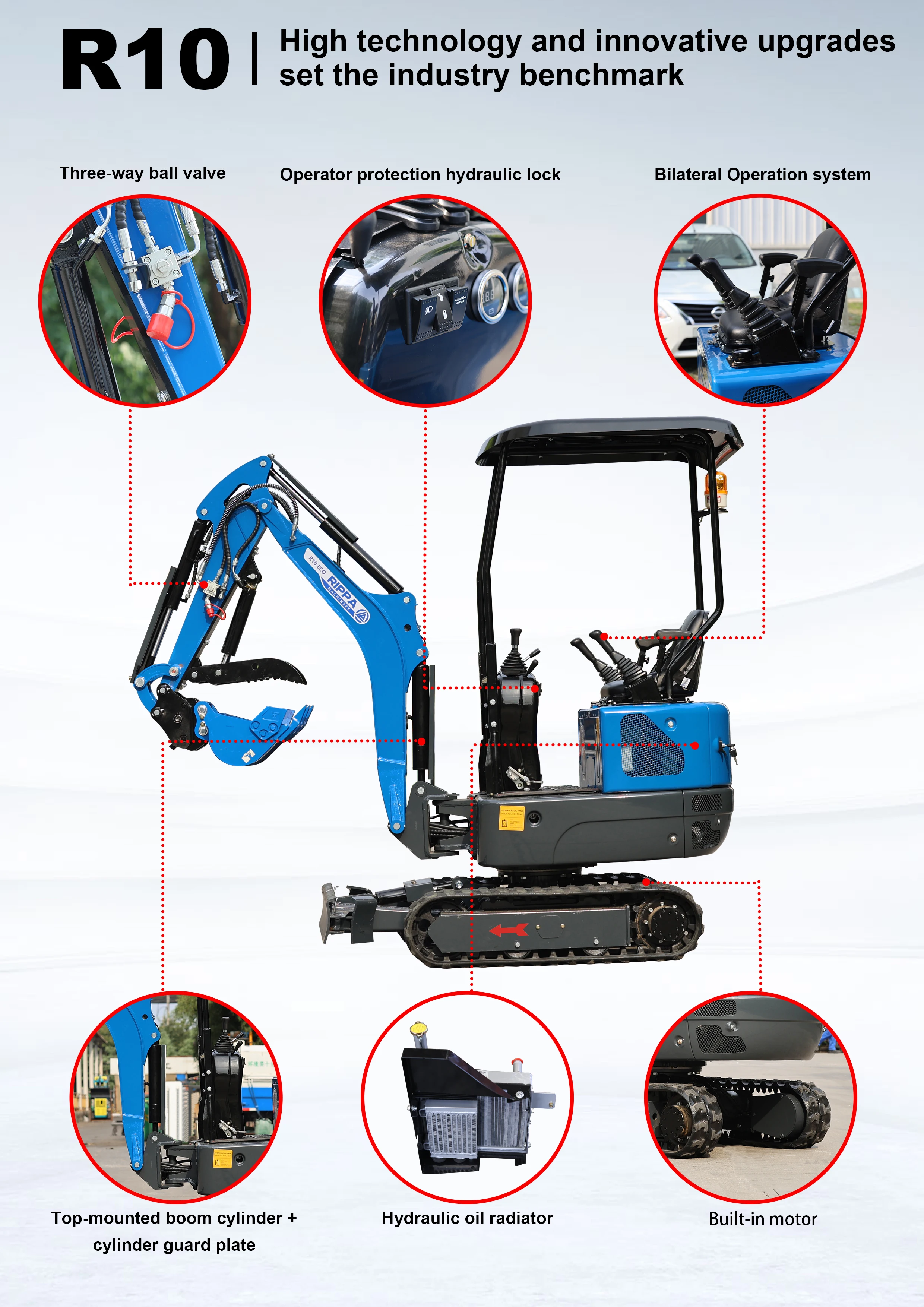 RIPPA Mini Excavators Micro Excavation Machine Home Digger Hydraulic ...
