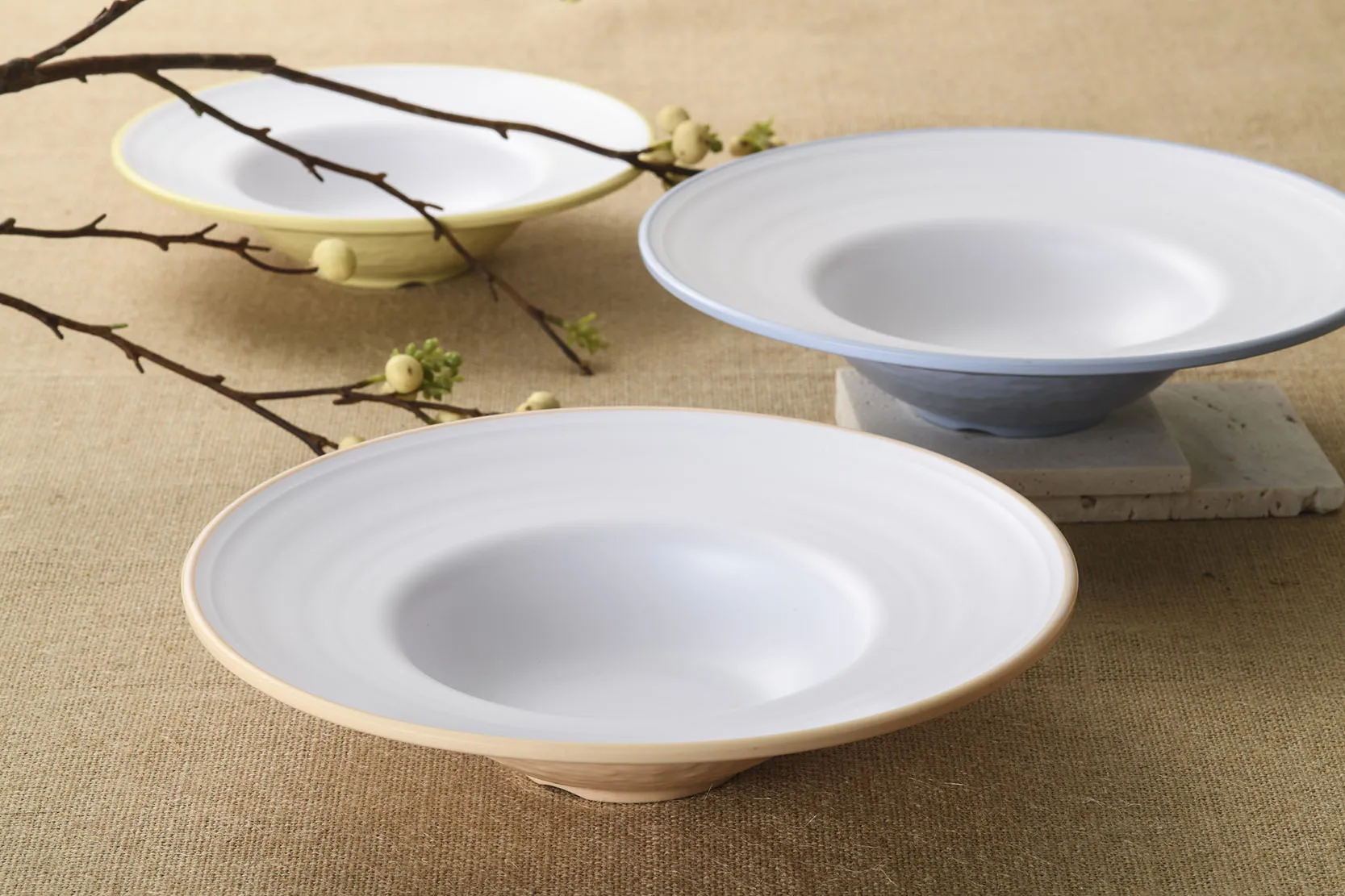 Melamine Restaurant Custom Western Style Embossed Pasta Dinner Plate Dishes Matte Deep Plate ...