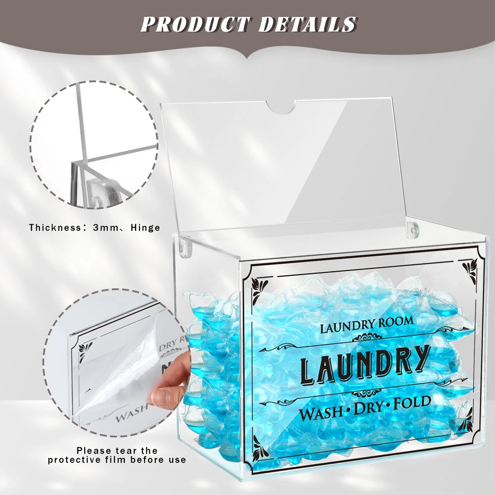 Oem Dryer Sheet Holder Clear Acrylic Laundry Pods Container With Lid ...