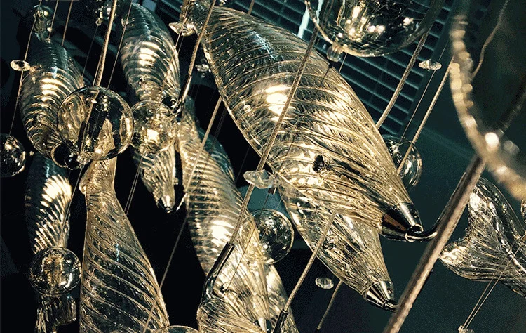 Hanging Lighting Glass Fish In The Hotel Lobby - Buy Hanging Lighting ...