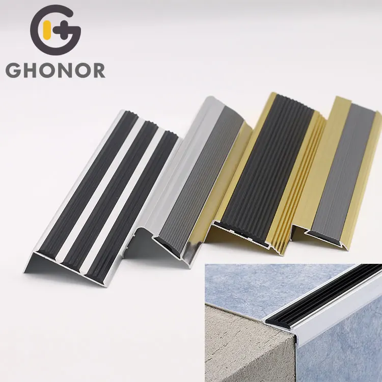 Aluminium Angle Trim Rubber Insert Profile L Shape Stair Nosing Strip ...
