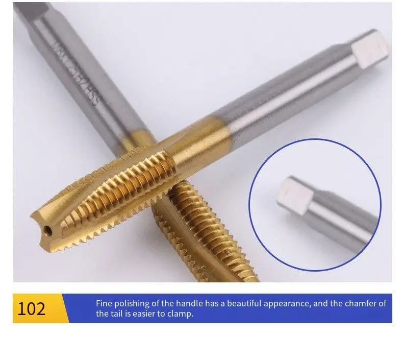 Hss6542 M3-m12 High Speed Steel Tin Coated Pointed Taps Hss Machine ...