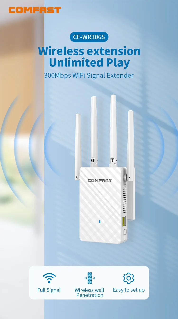 Factory Price Receptor Wifi 300mbps Ethernet Ports 2.4ghz Wifi Repeater Extender Wifi Signal ...