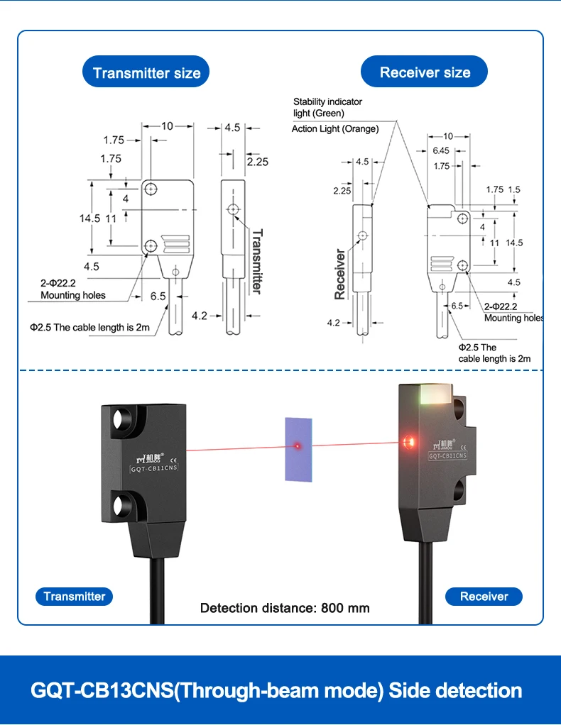 through beam photo electric sensor high speed response photocell sensor ...