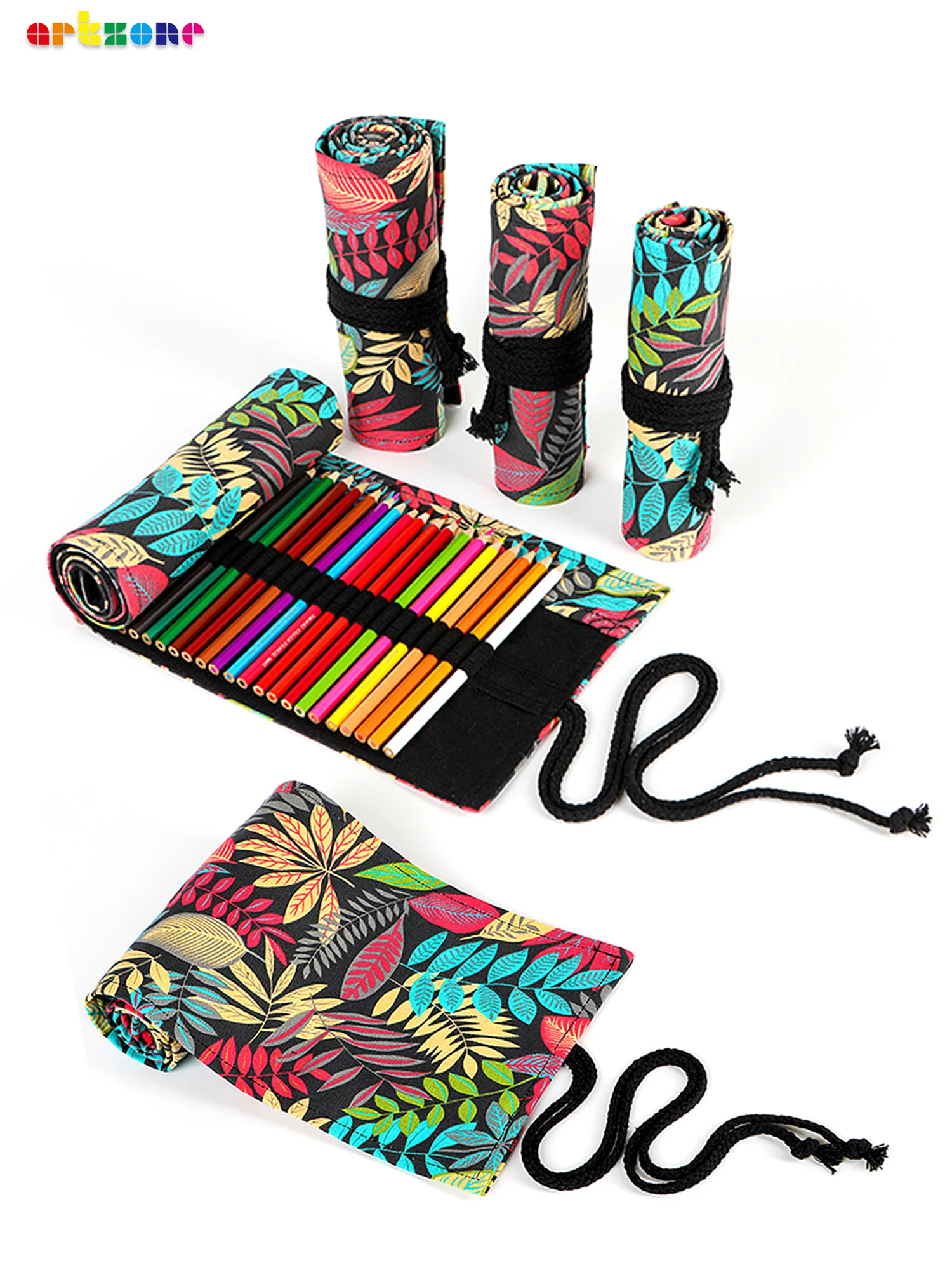 Custom Roll Up Pencil Case 12/24/36/48/72 Slots Canvas Wrap Rolling Up ...