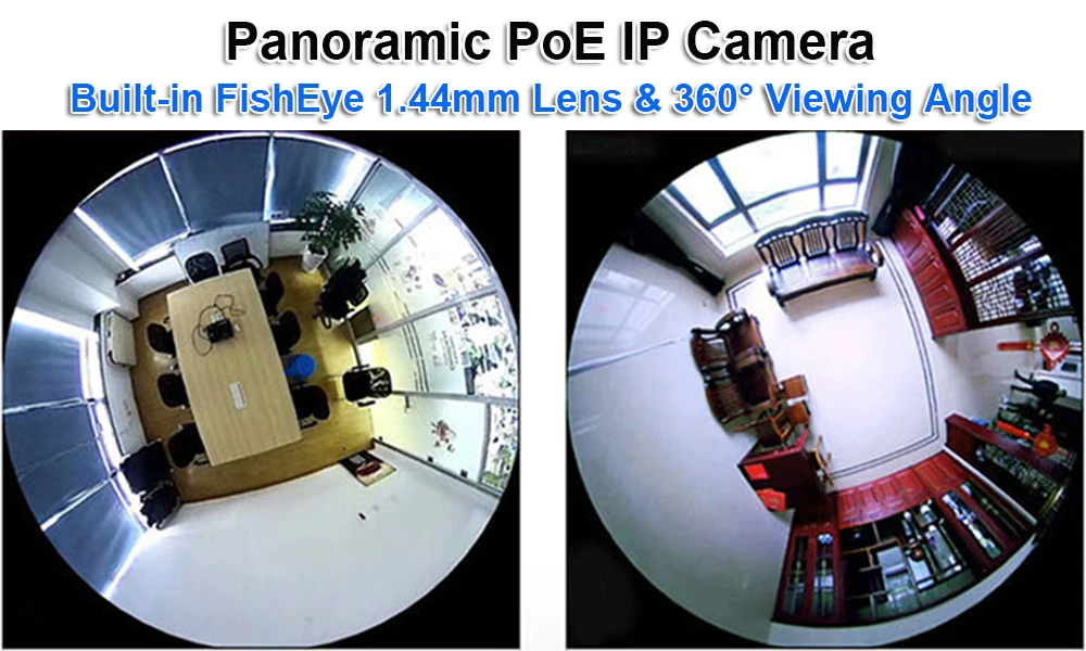 Guovin 4mp/5mp/8mp Poe Camera Fisheye 1.44mm Lens 360 Viewing Clear Ir ...