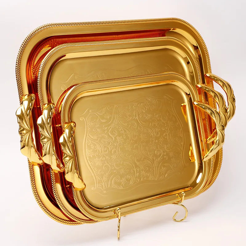 QIAN HU Luxury Metal Trays - Perfect for Hotels & Events