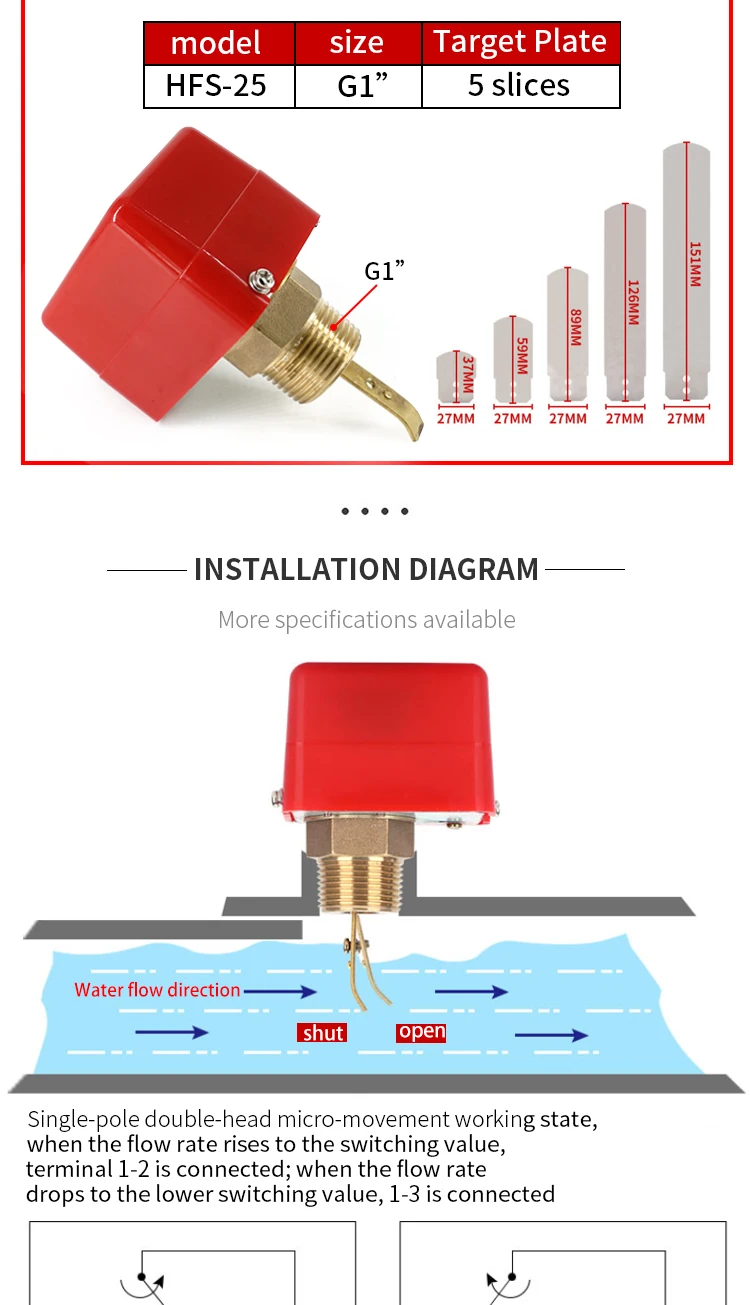 DN25 G1 HFS-25 Automatic 1 Inch AC220V Stainless Steel Paddle Water ...