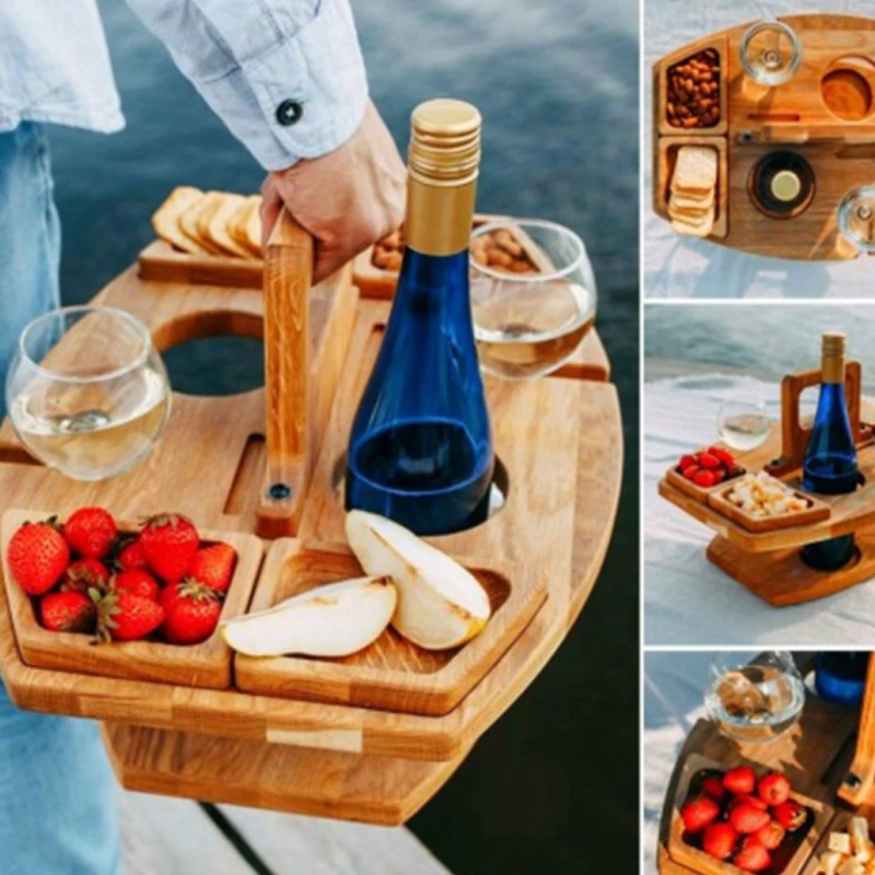 Outdoor Picnic Table Portable Wine Rack Detachable Fruit Table Wine ...