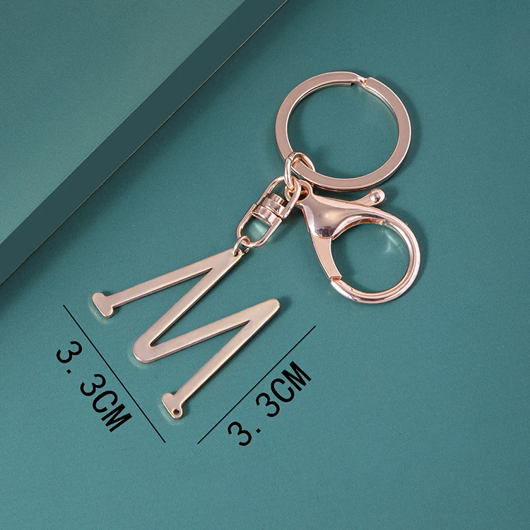 Alphabet Stainless Steel Rose Gold Letter Keychains Key Chain Capital ...