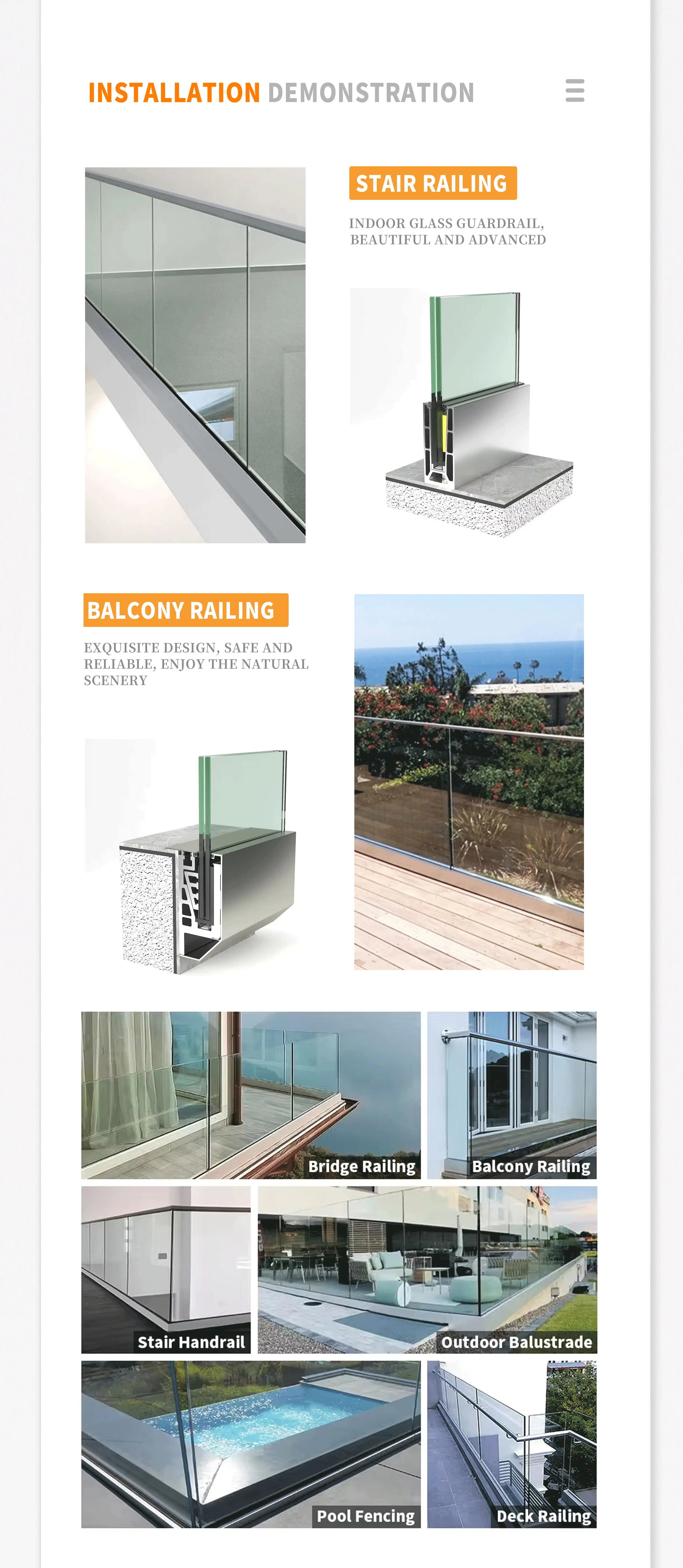 Aluminum U Channel Base Balustrade Glass Balustrade Aluminum Profile ...