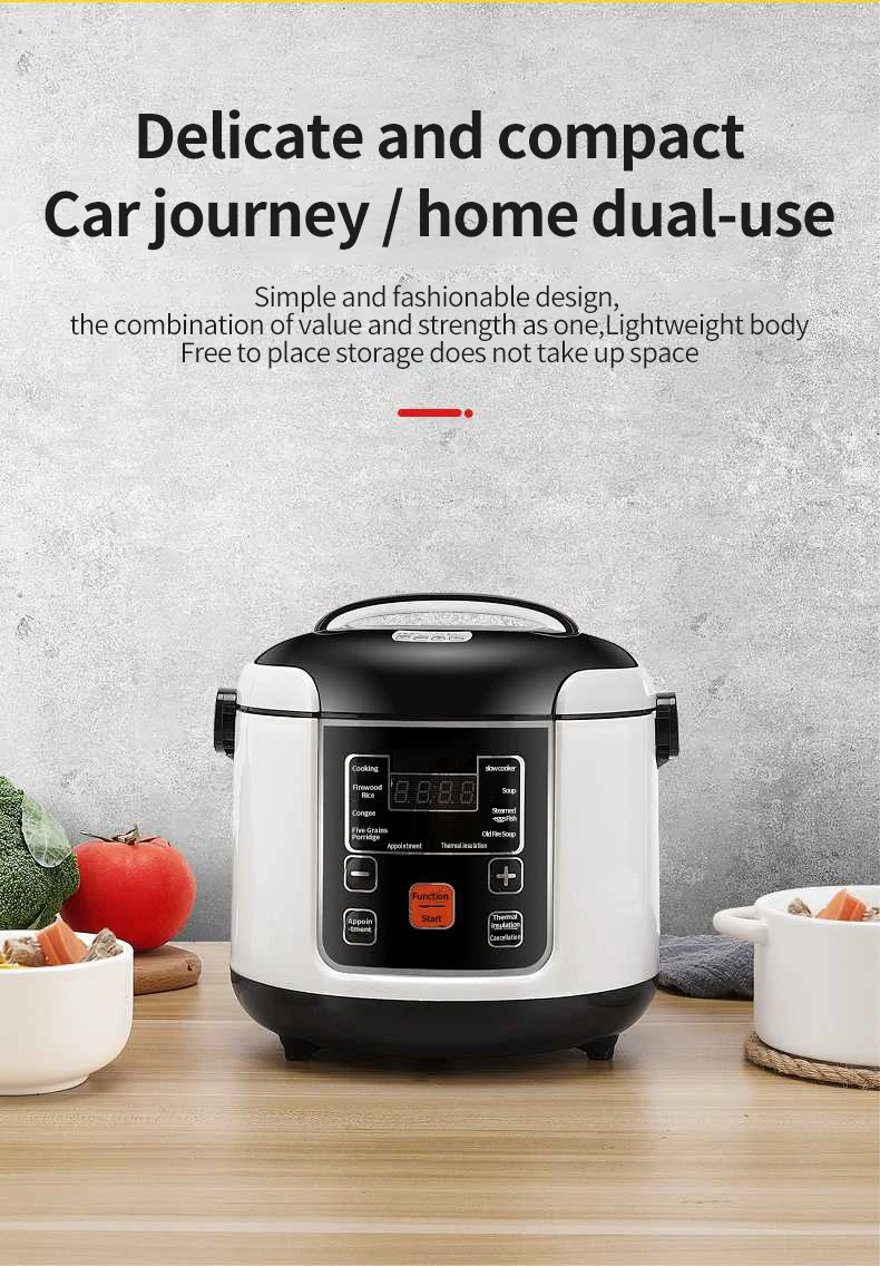 12v 24v 220v Mini Rice Cooker Car Truck Soup Porridge Cooking Machine ...