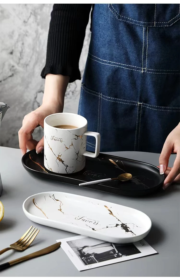 Ceramic Porcelain Marble Black And White Dinnerset Unbreakable ...