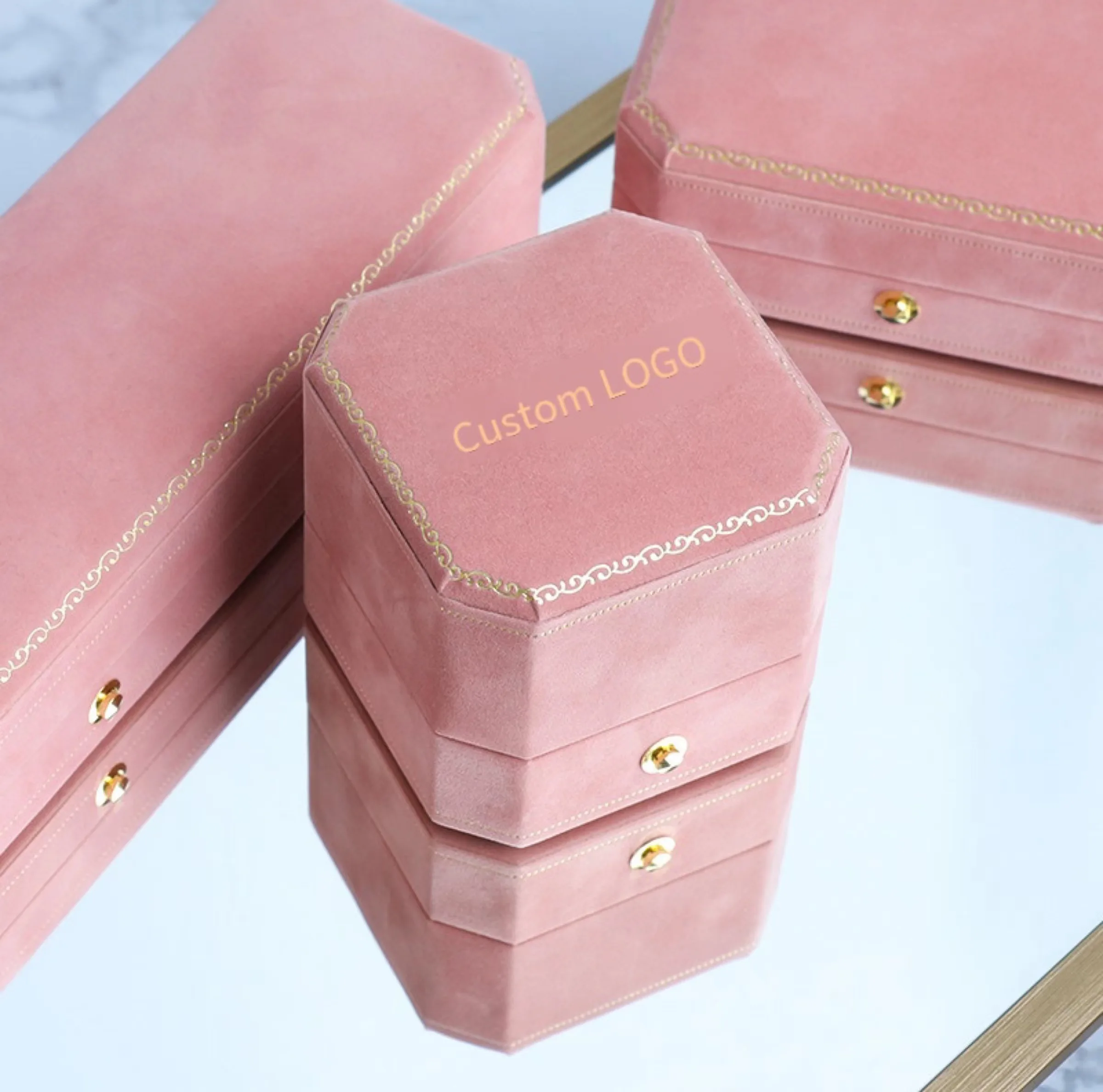 Luxury Wedding Gift Box Jewellery Pink Color Box Storage Jewellery Case ...