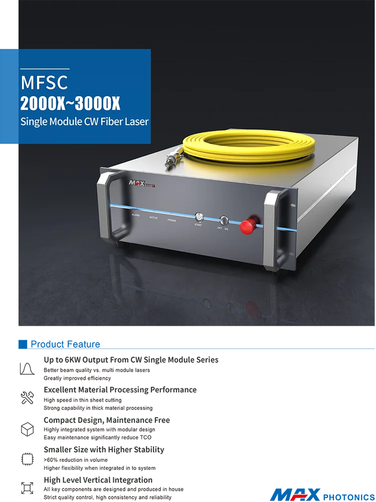Maxphotonics 1KW-3KW Laser Source for Fiber Cutting Machines