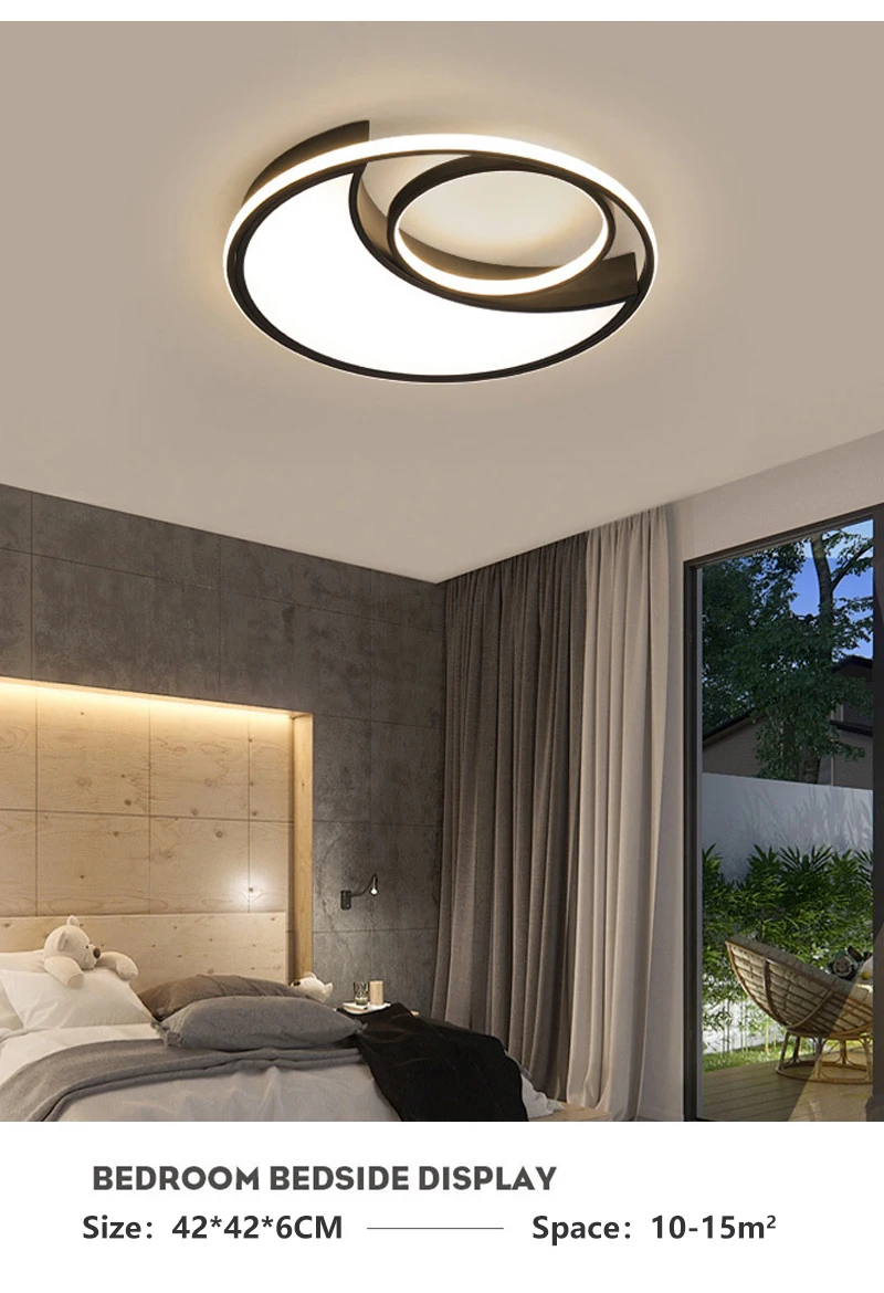 Moon Acrylic Simple Black Ceiling Lights For Bedroom Saloon Decorative ...