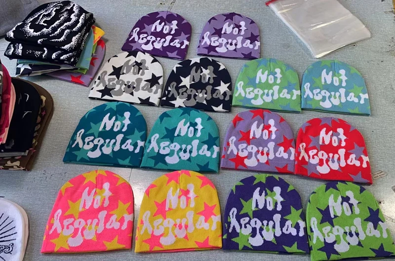 Custom Logo Jacquard Slouch Beanies - Winter Hats