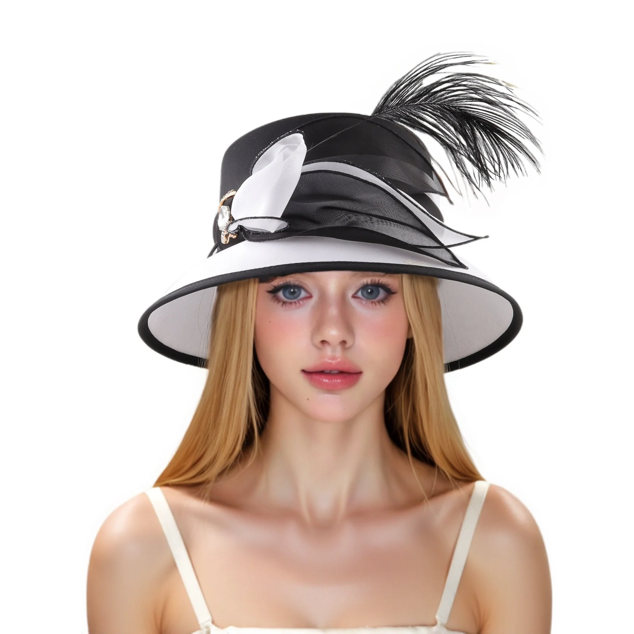 Alibaba.com: Premium White Beige Sinamay Fascinator Hat with Flower ...