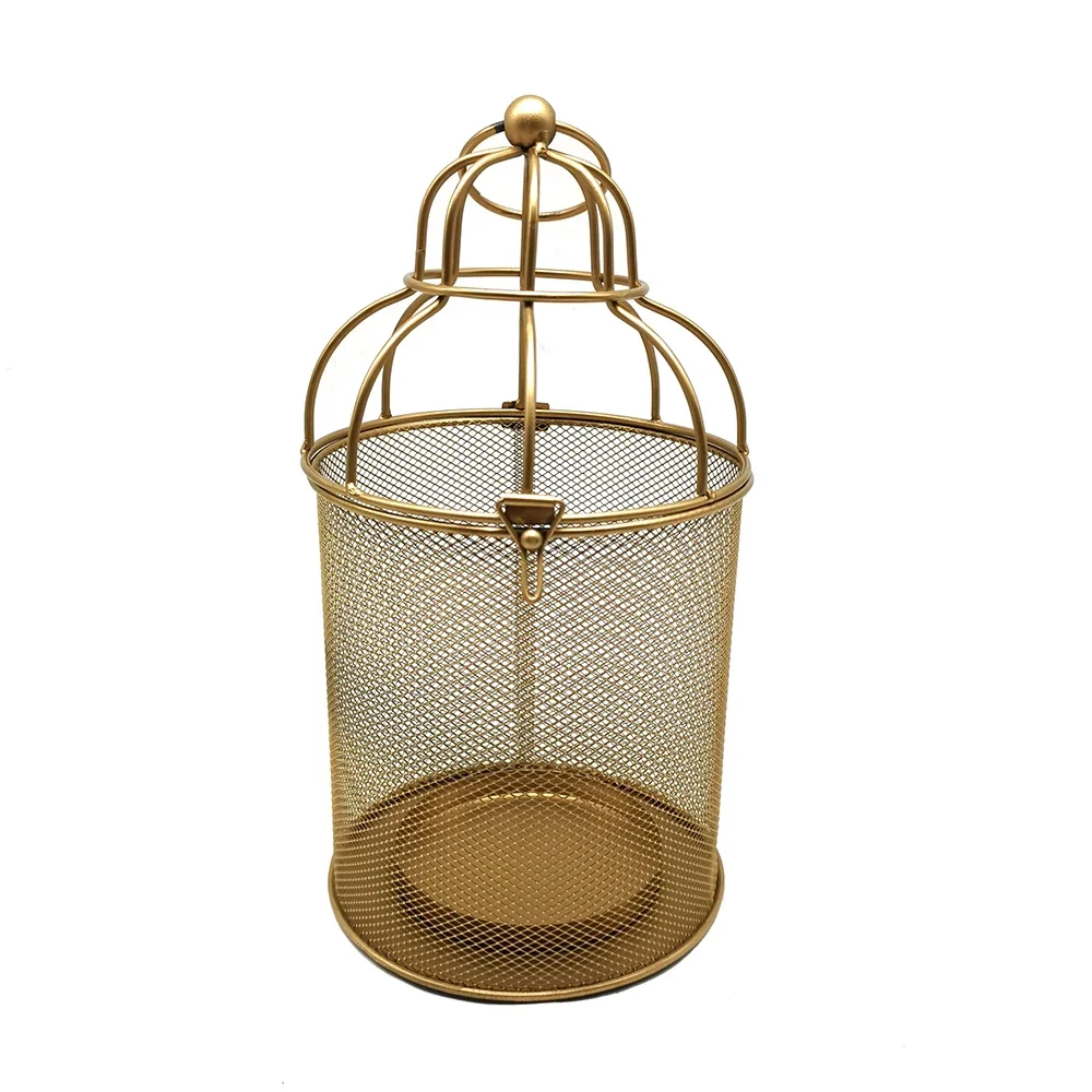 Metal Lantern Metal Cage Lantern With Gold Metal Frame For Outdoor ...