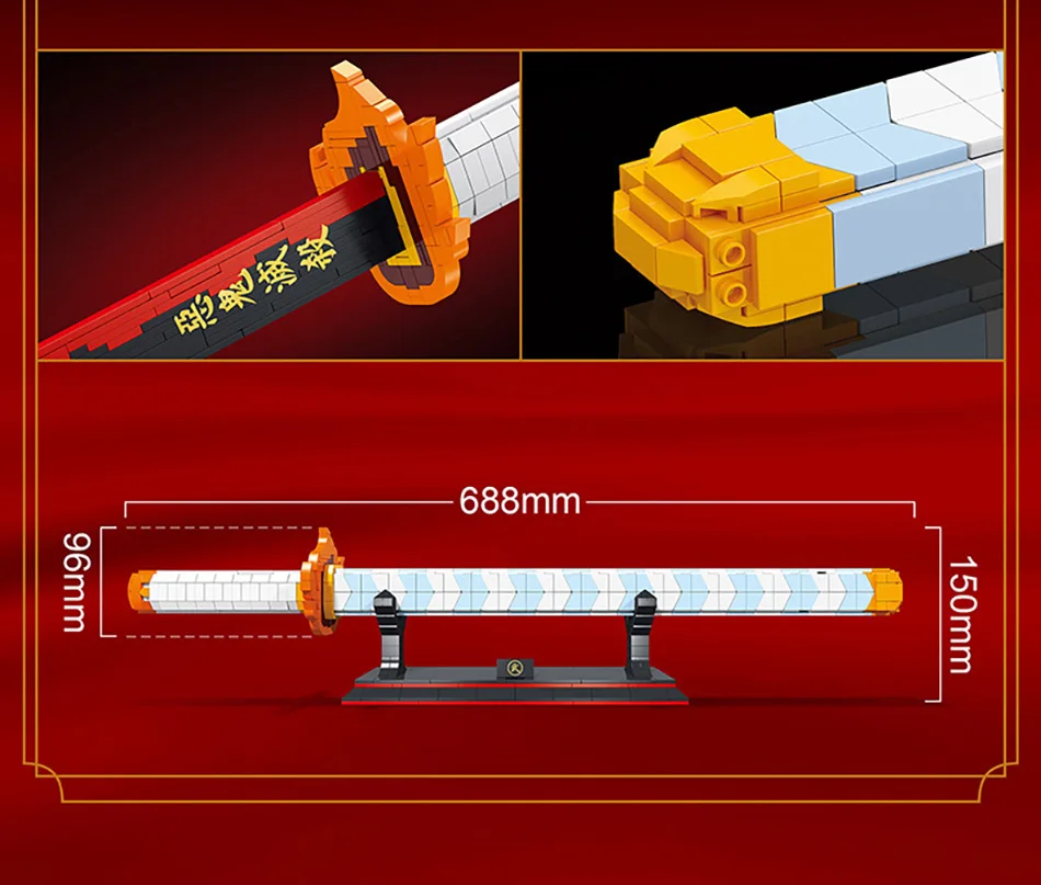 Creative MOC Weapon Plastic Luminous Samurai Anime Katana Demon Slayer ...