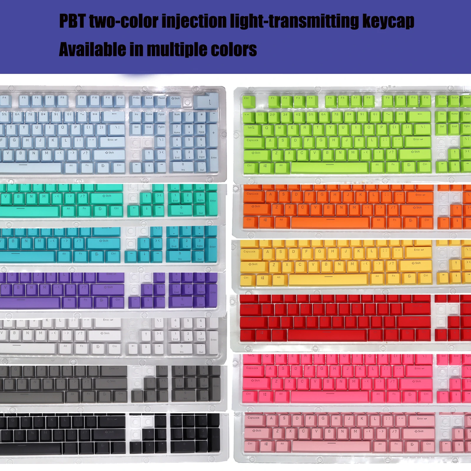 Abs Mechanical Keyboard Keycaps Pbt Ergonomic Backlight 104 Keys Oil ...