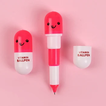 Promotional Novelty Small Retractable Capsule Pill Shape Cute Ballpoint ...