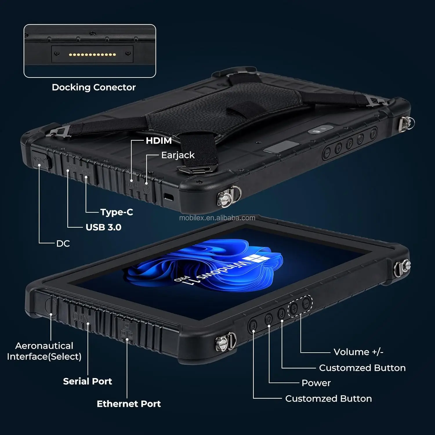 RTK Rugged Tablet for Windows 10 Vehicle Mounted 700nit RS232 RJ45 Port ...