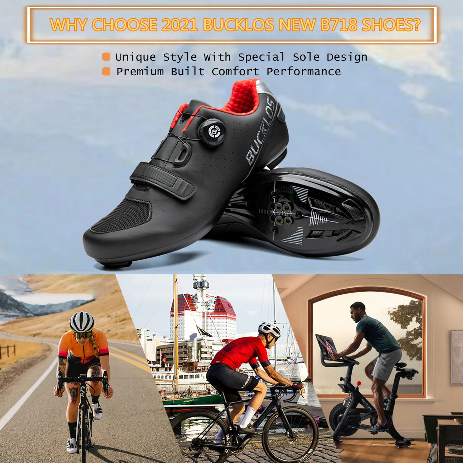 Bucklos Road Cycling Shoes Compatible With Peloton - Outdoor Indoor ...