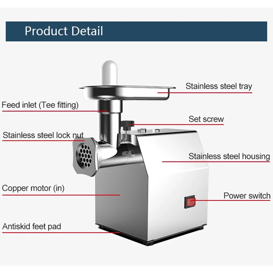 Electric Meat Grinder 650w Heavy Duty S.steel Meat Mincer Machine With ...