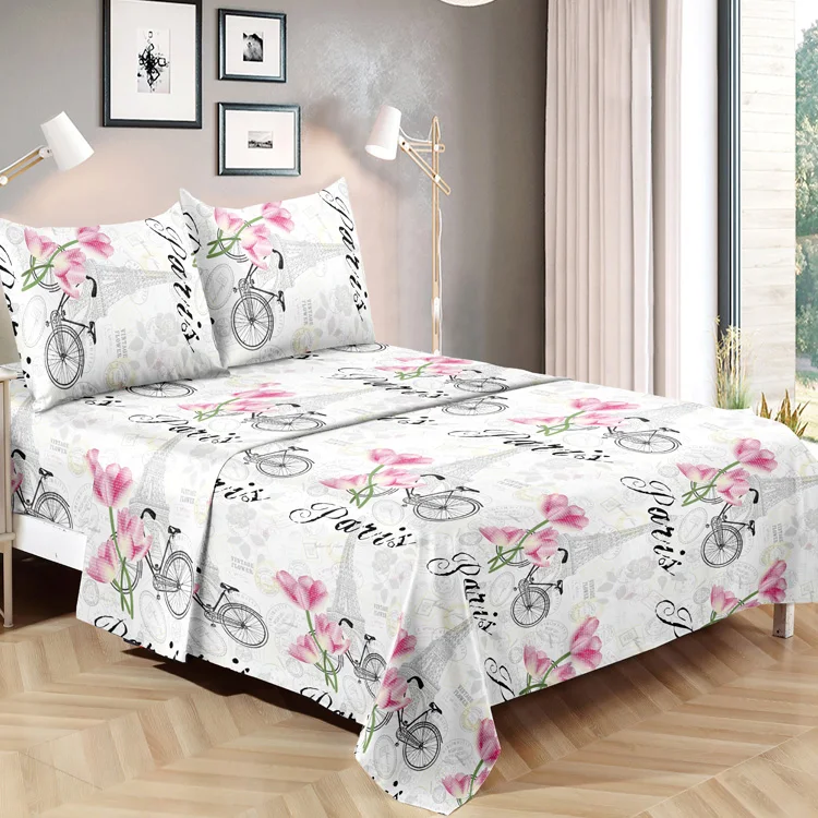 Custom Polyester Bedding Set Pillow Cases Bedsheets Printed Microfiber ...