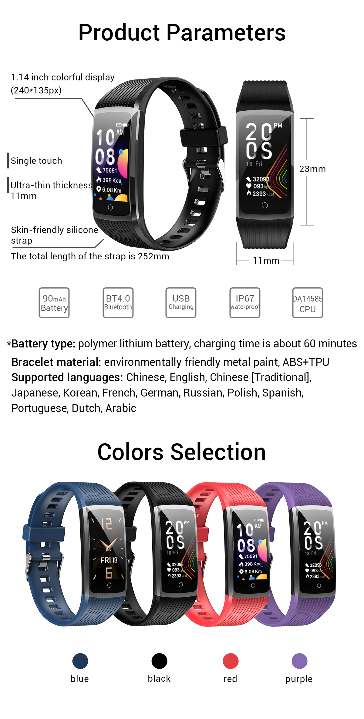 Oem Color Screen R12 Smart Watch Ip68 Waterproof Full Touch Smart Sport ...