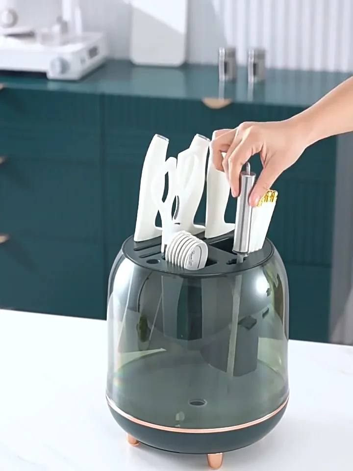 Ds1387 Kitchen Integrated Knife Block Drain Chopsticks Tube Storage Box ...