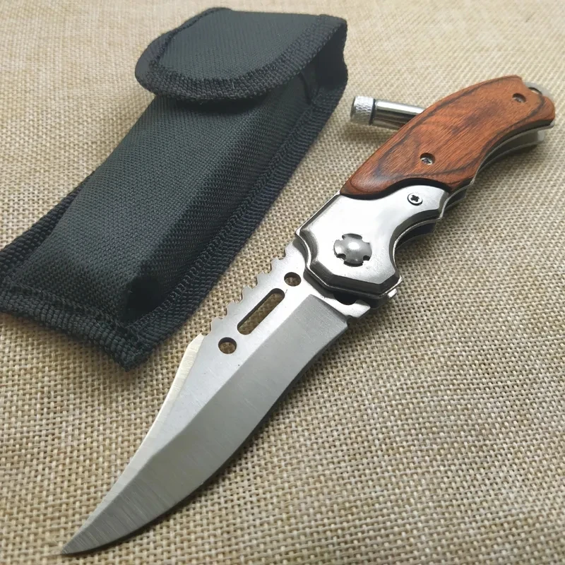 Best Selling Product Tactical Folding Blade Wood Handle Knife Outdoor ...