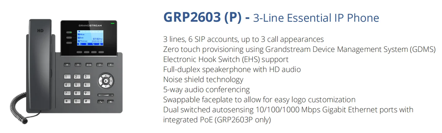 Grandstream GRP2601 IP Phone - Essential Voip Solutions