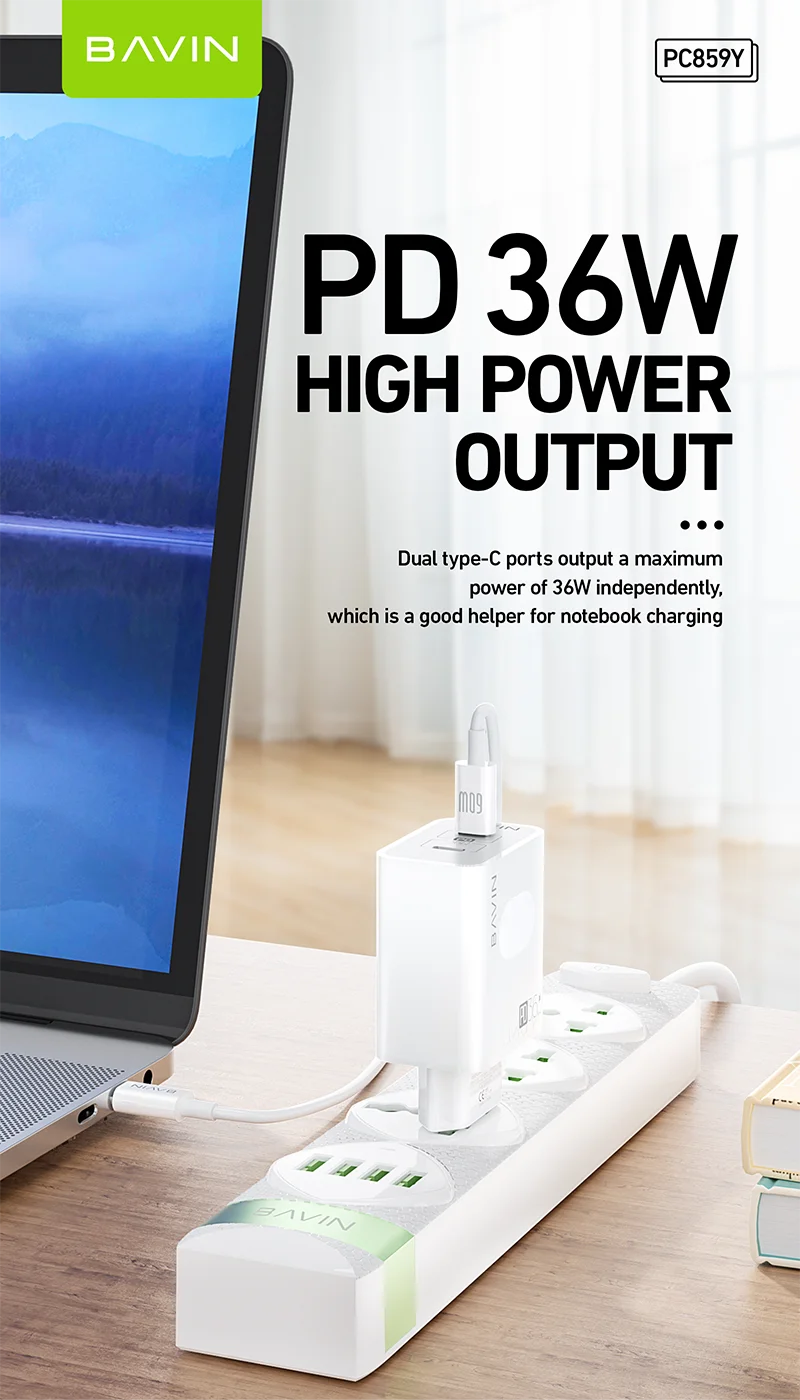 BAVIN PD 36W Dual Port Charger - Fast & Reliable Charging