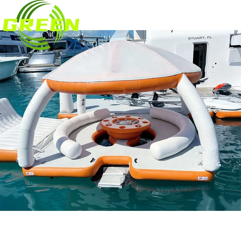 GREEN inflatable aqua bana floating lily pad lake float lounger dock ...