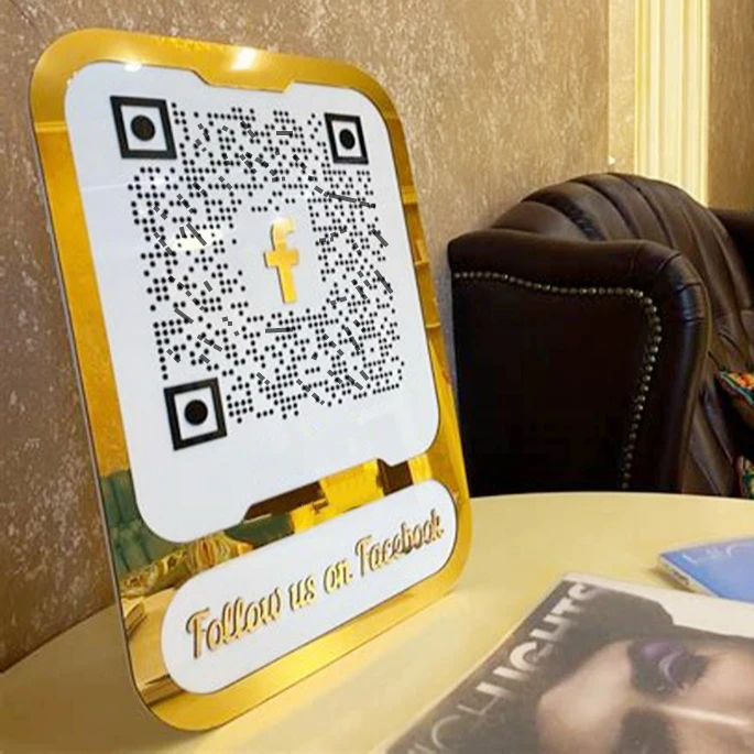 Pop Design Countertop Clear Acrylic Qr Code Holder Social Media Qr Code ...