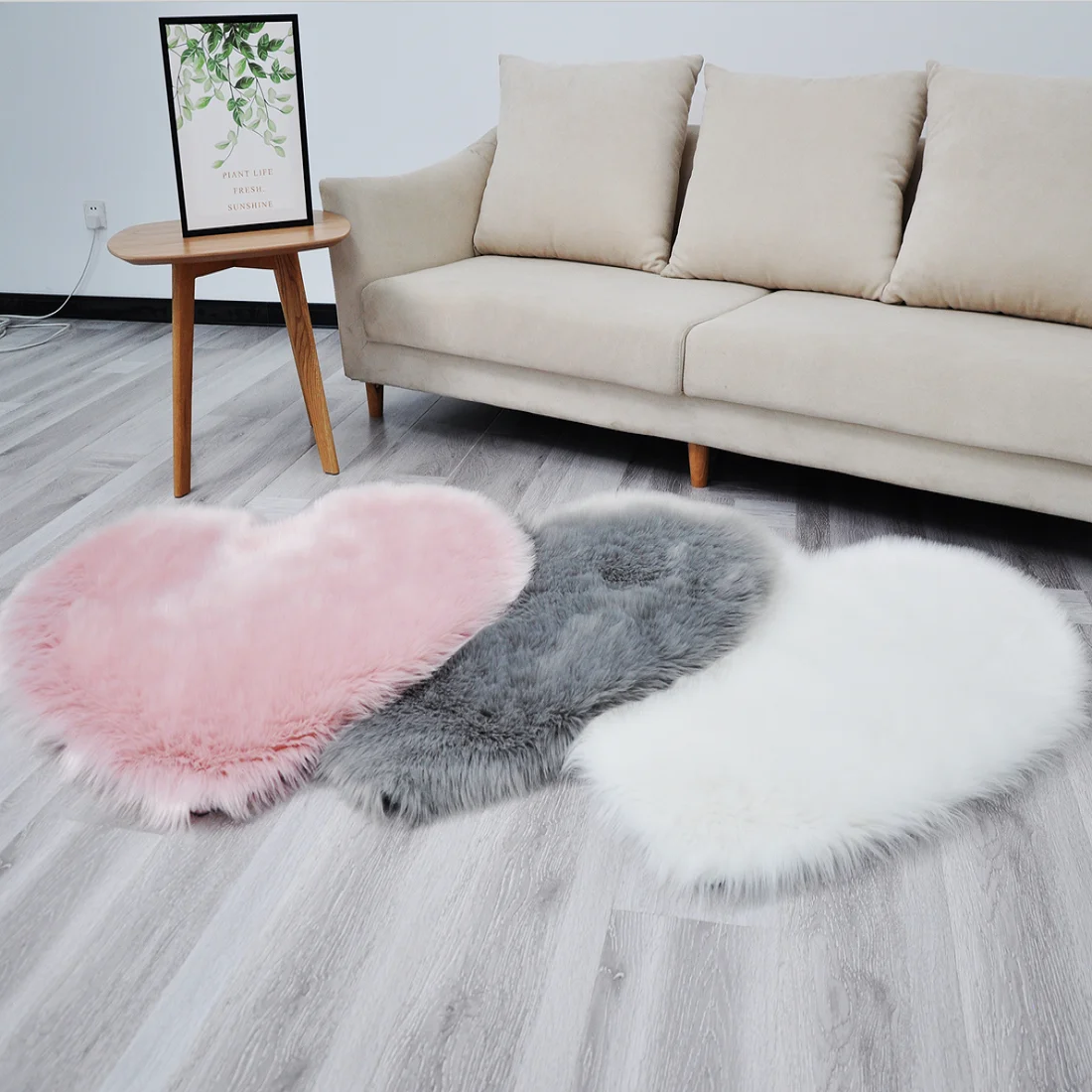 Heart Shape White Area Rugs And Carpets Plush Faux Fur Carpets Rugs ...