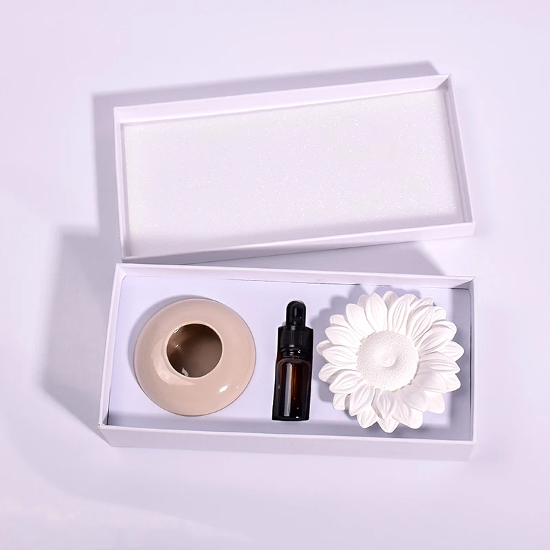Difusor Con Flor De Ceramic Ceramic Flower Oil Diffuser Handmade White ...