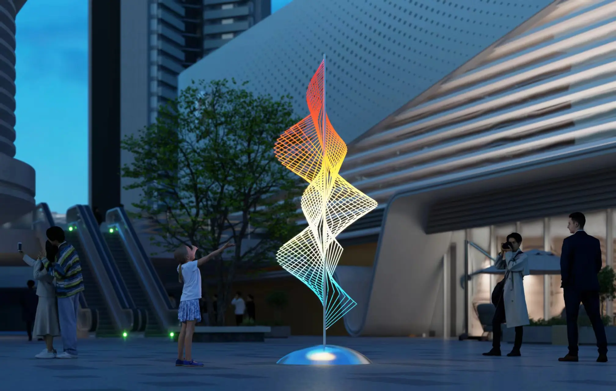 Outdoor Perpetual Motion Metal Kinetic Energy Sculpture Light Art ...