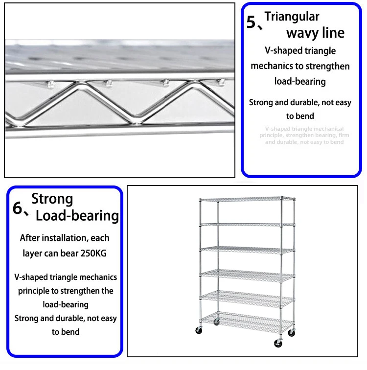 6 Tiers Steel Rack - Durable Kitchen Wire Shelving Unit