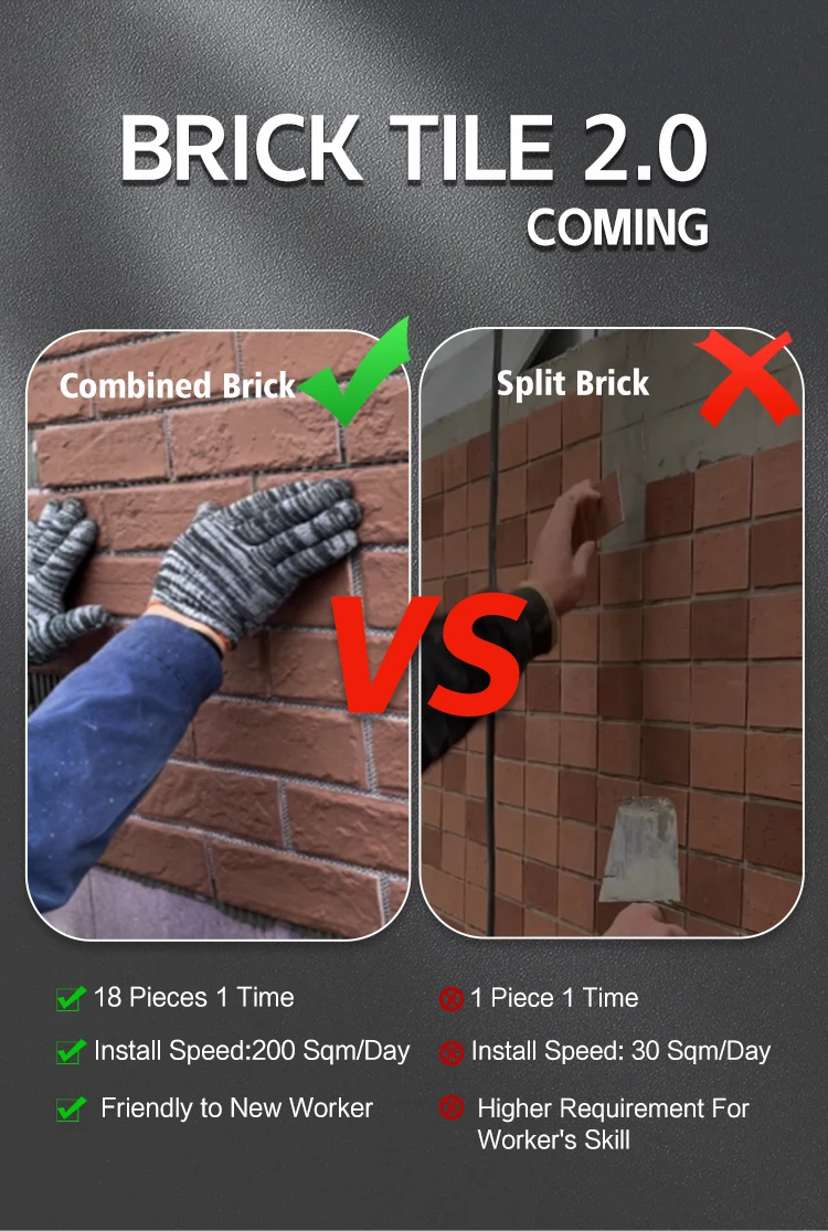MCM Brick Tile 16 in 1 Flexible Stone Brick Wall Panel LightWeight Thin ...