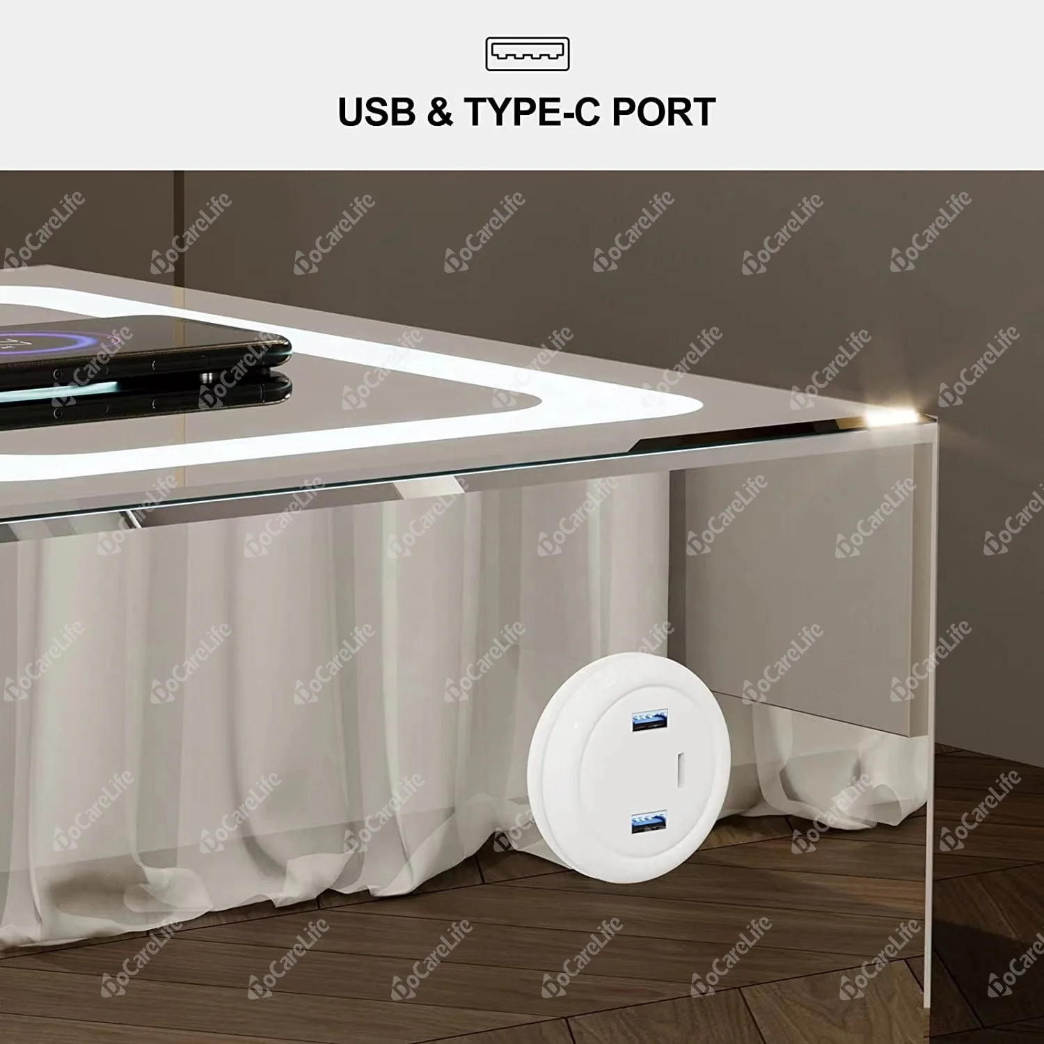 Modern Bed Side Table 3 Crystal Drawers Storage Cabinet End Table ...