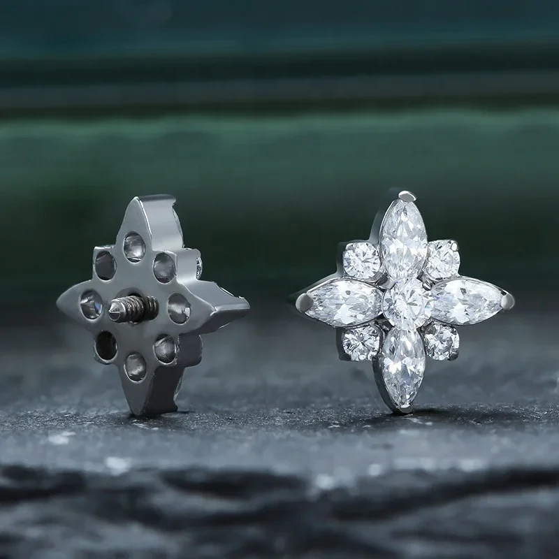 Astm F136 Titanium Piercing Internal Threaded Top End Body Ear Piercing ...