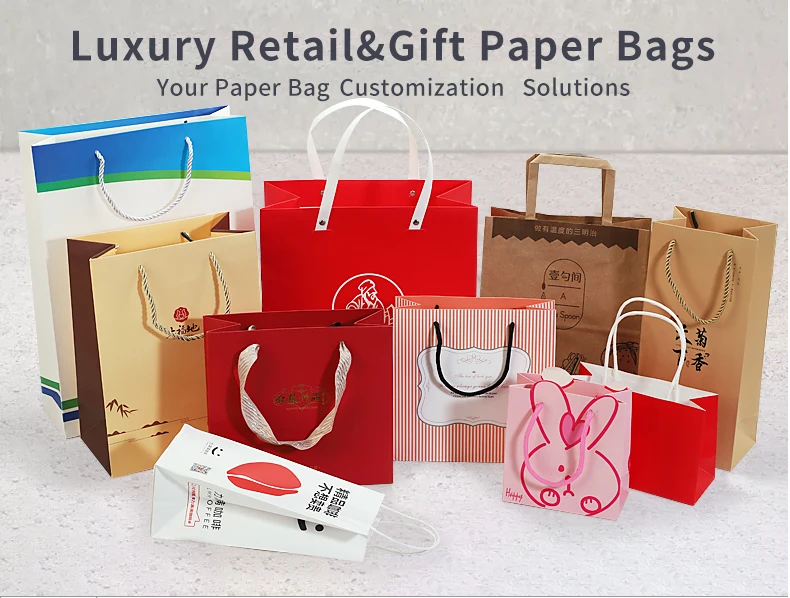 Custom logo Luxury Black Glossy Shopping Paper Bag Wholesale Printed ...