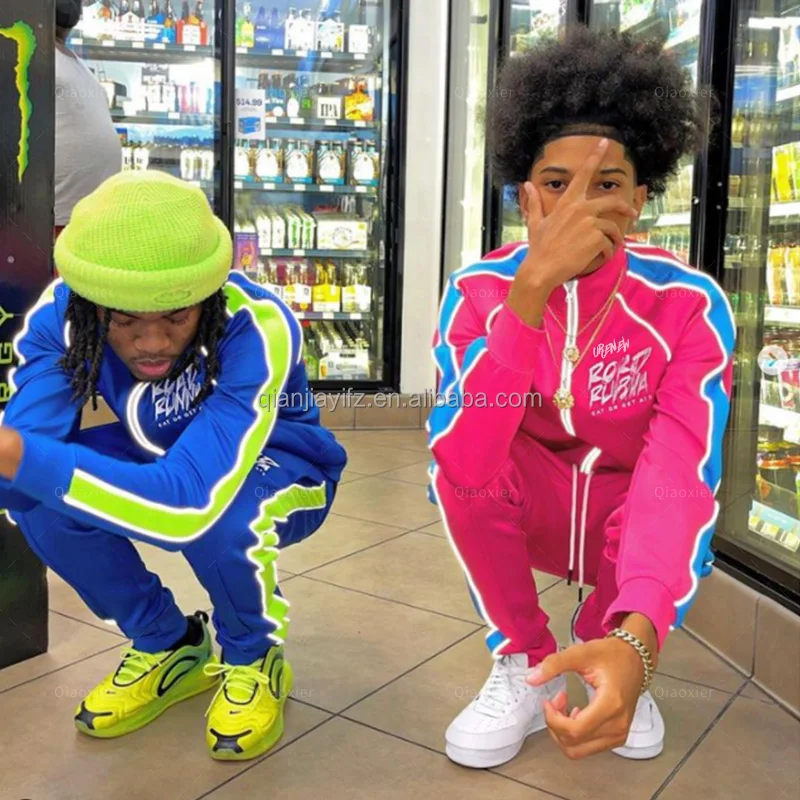 Custom Logo Reflective Print 2 Piece Athletic Full Zip Jogging Suits ...