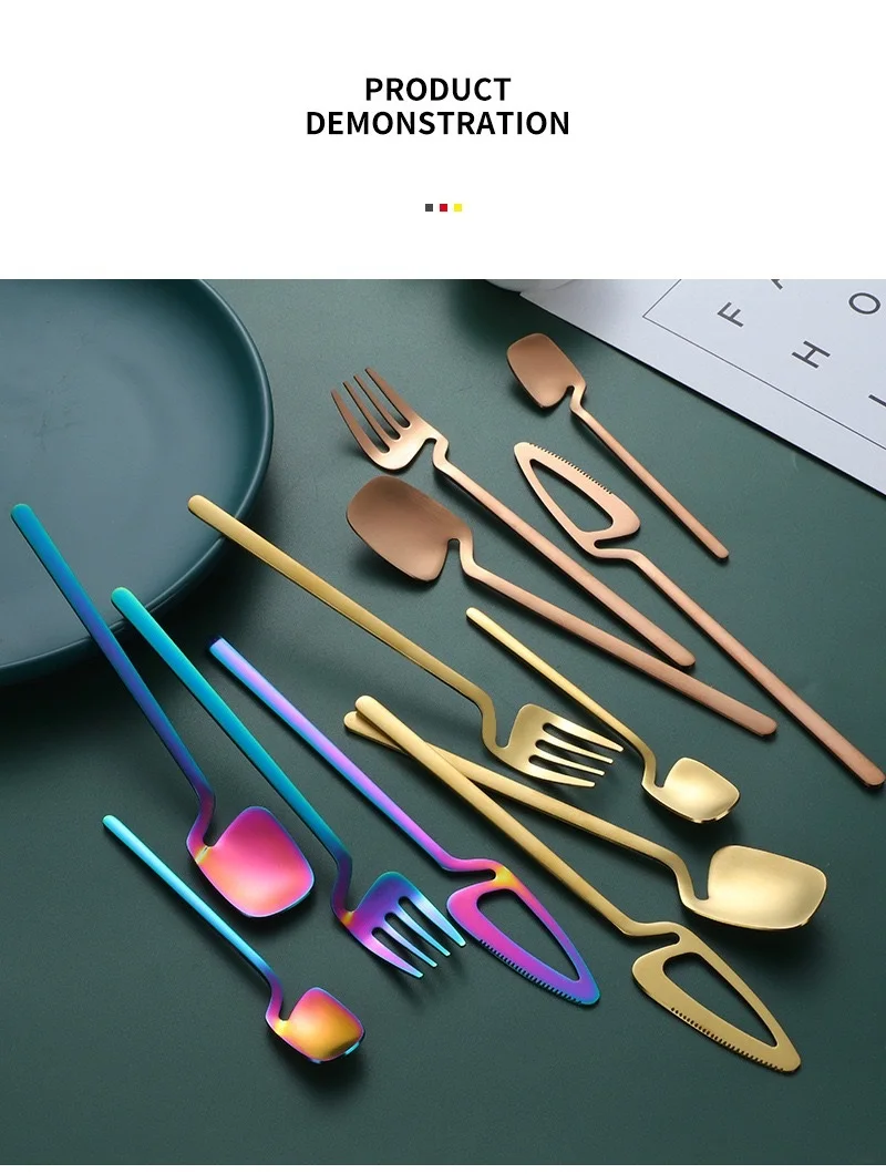Black Silverware Set Juego De Cubiertos Coffee Cupping Fork Spoon Knife ...