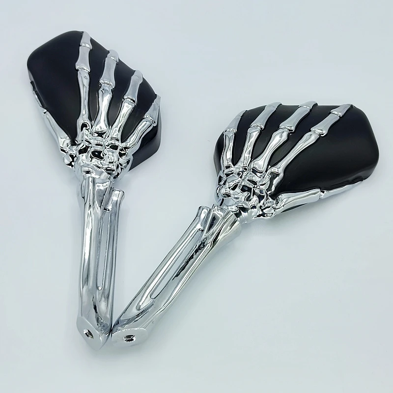 Chrome Aluminum Skull Skeleton Mirrors Ghost Claws Motorcycle ...