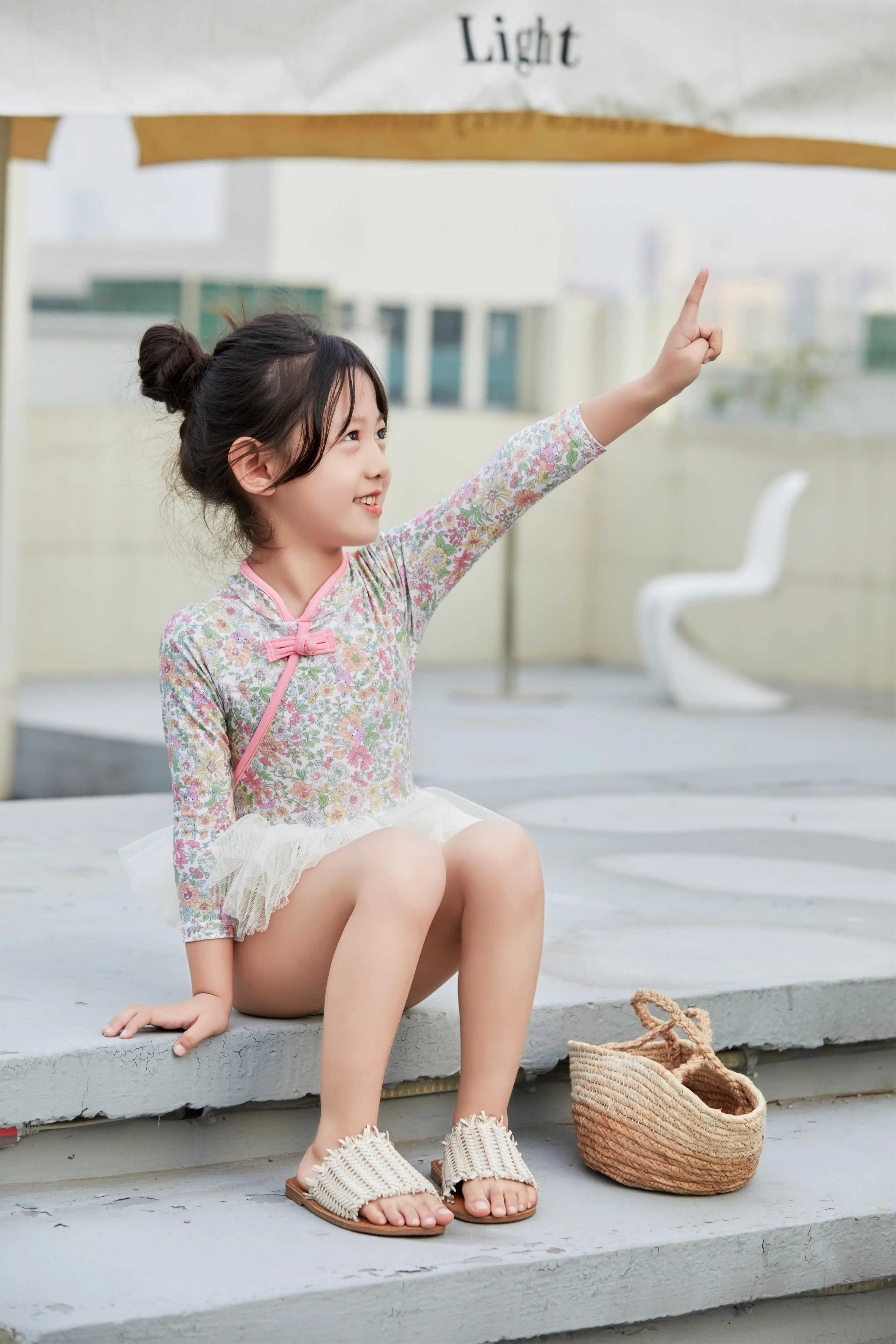 Uv Protection Young Girls Swimwear Lace Patchwork Swimdress Swimsuit ...